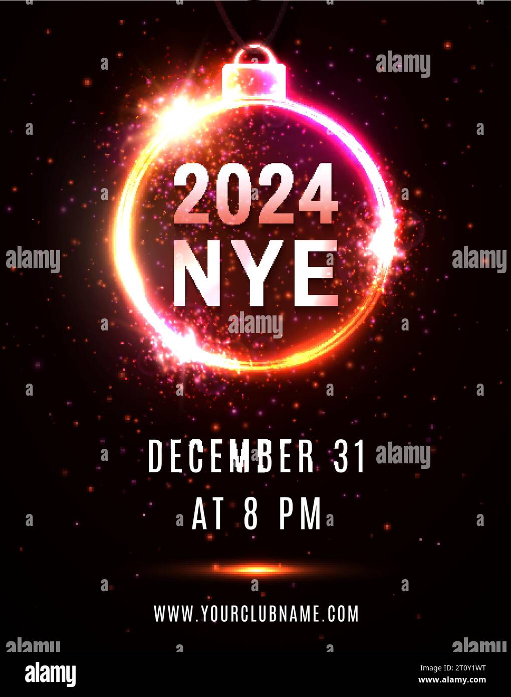 2024 NYE party New Year Eve neon poster template Stock Vector Image ...