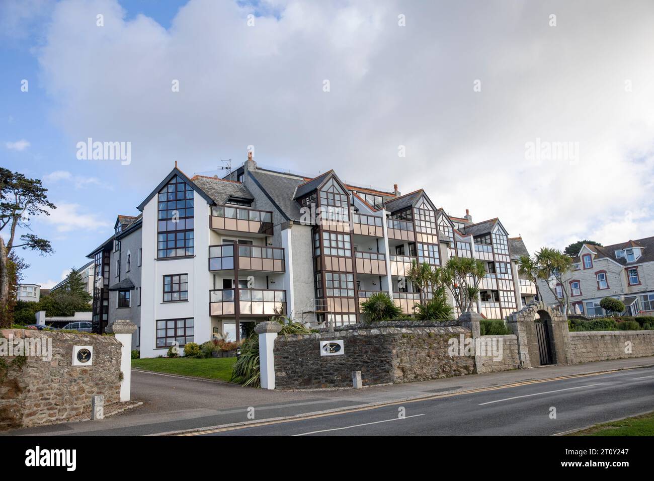 Falmouth Cornwall, modern apartment building overlooking Falmouth bay ...