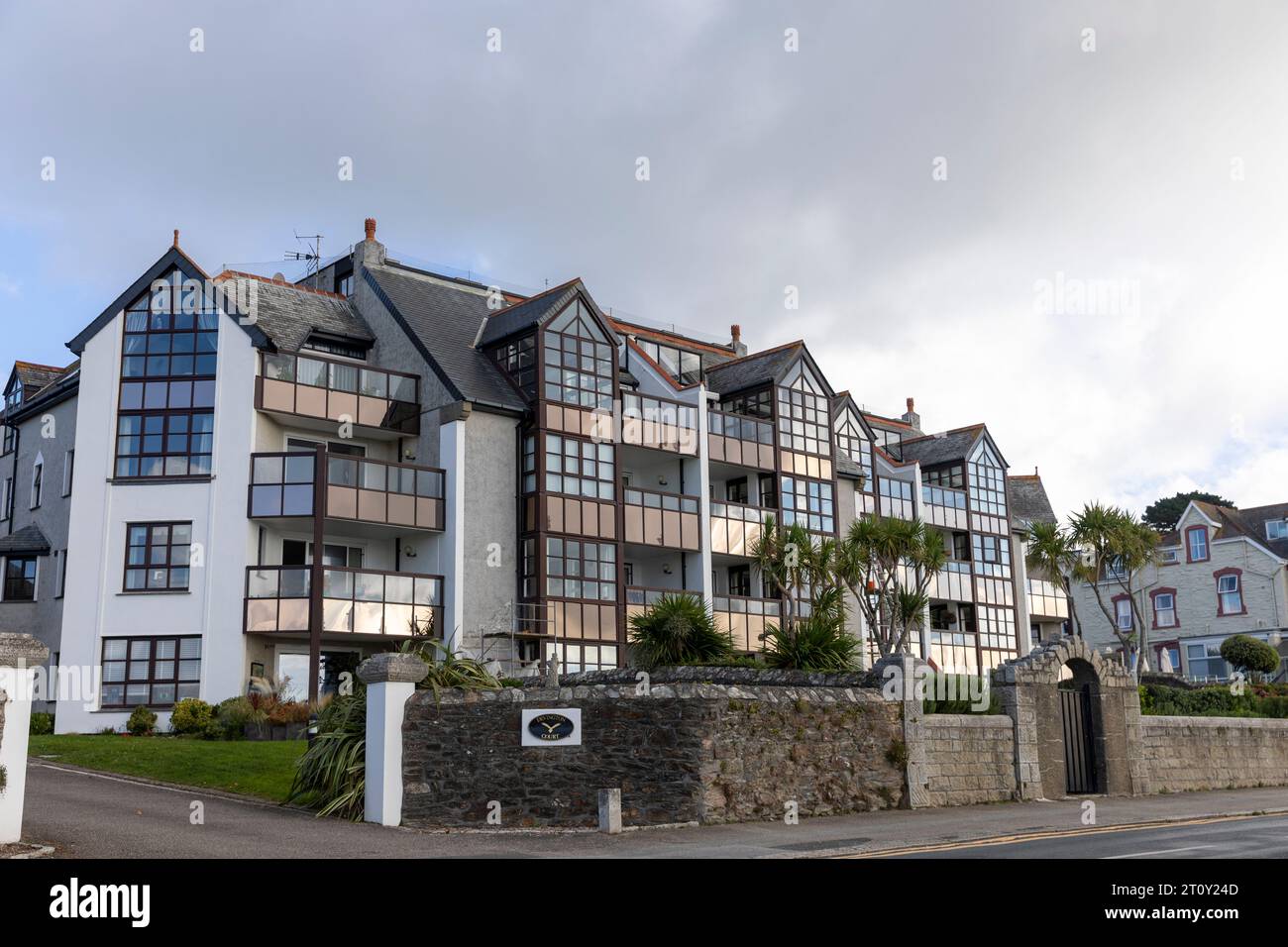 Falmouth Cornwall, modern apartment building overlooking Falmouth bay ...