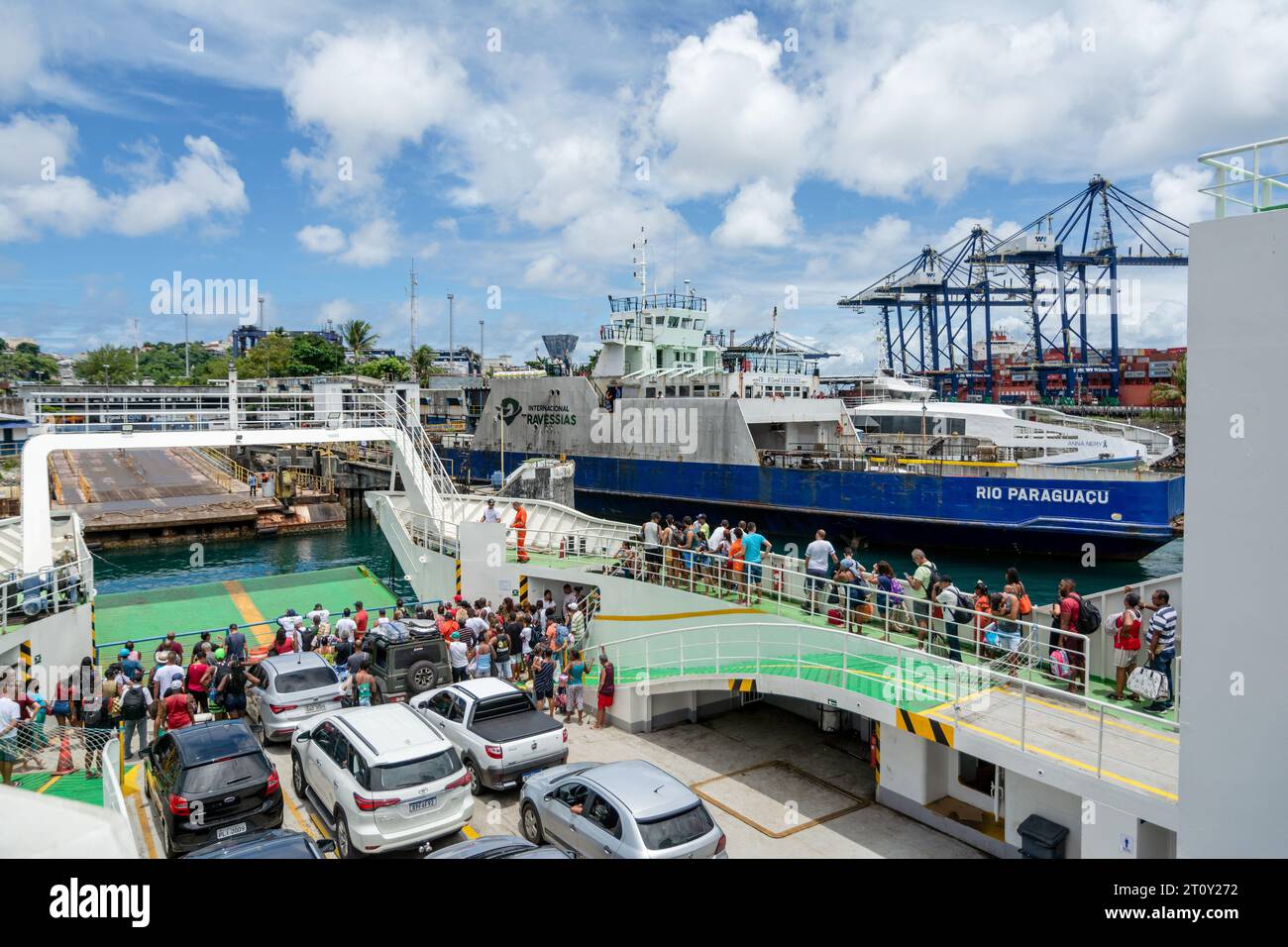 Salvador, Bahia, Brazil - March 12, 2023: Ferry boat arriving at the ...