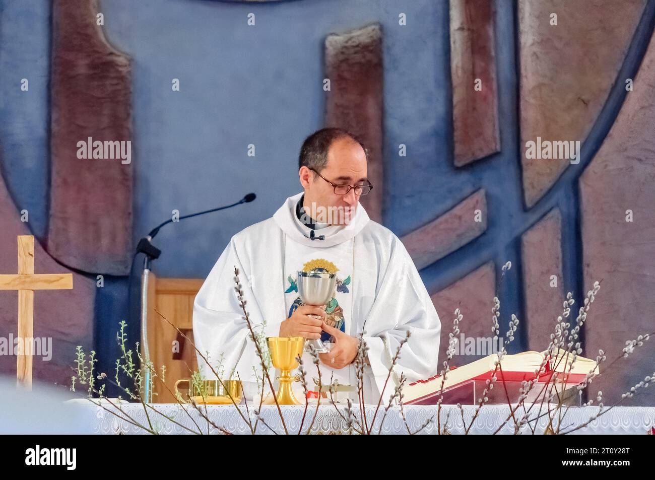 Catholic Priest In First Communion Ceremony, Toronto, Canada Stock ...
