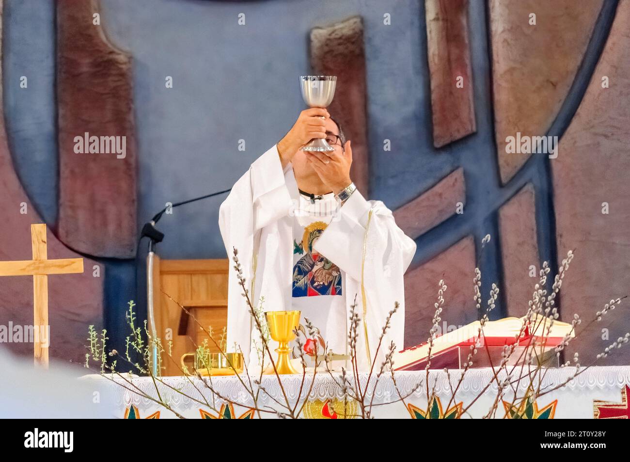 Catholic Priest In First Communion Ceremony, Toronto, Canada Stock ...
