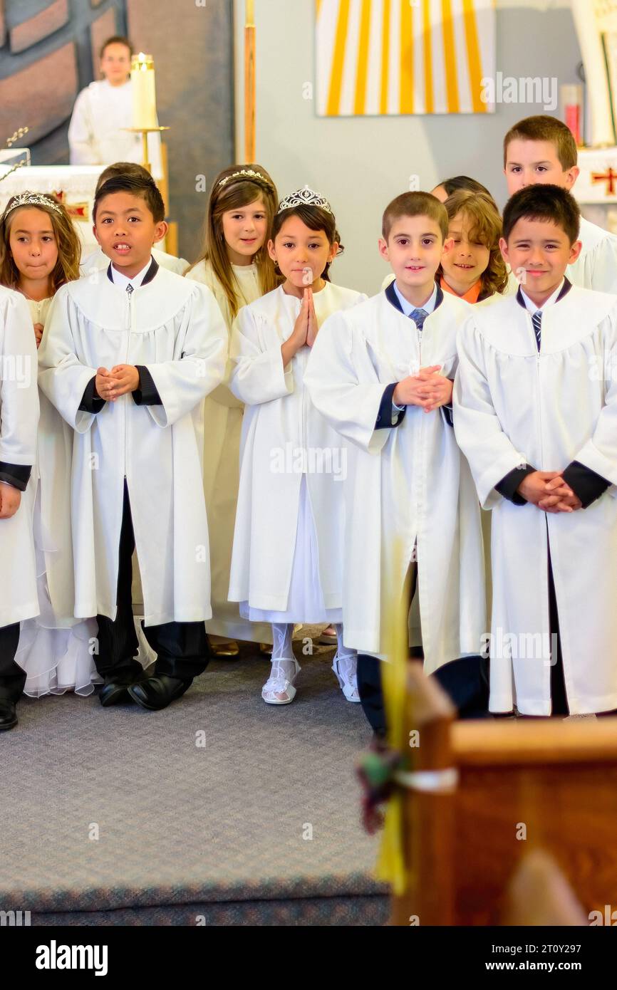 Catholic First Communion in Church, Toronto, Canada Stock Photo - Alamy
