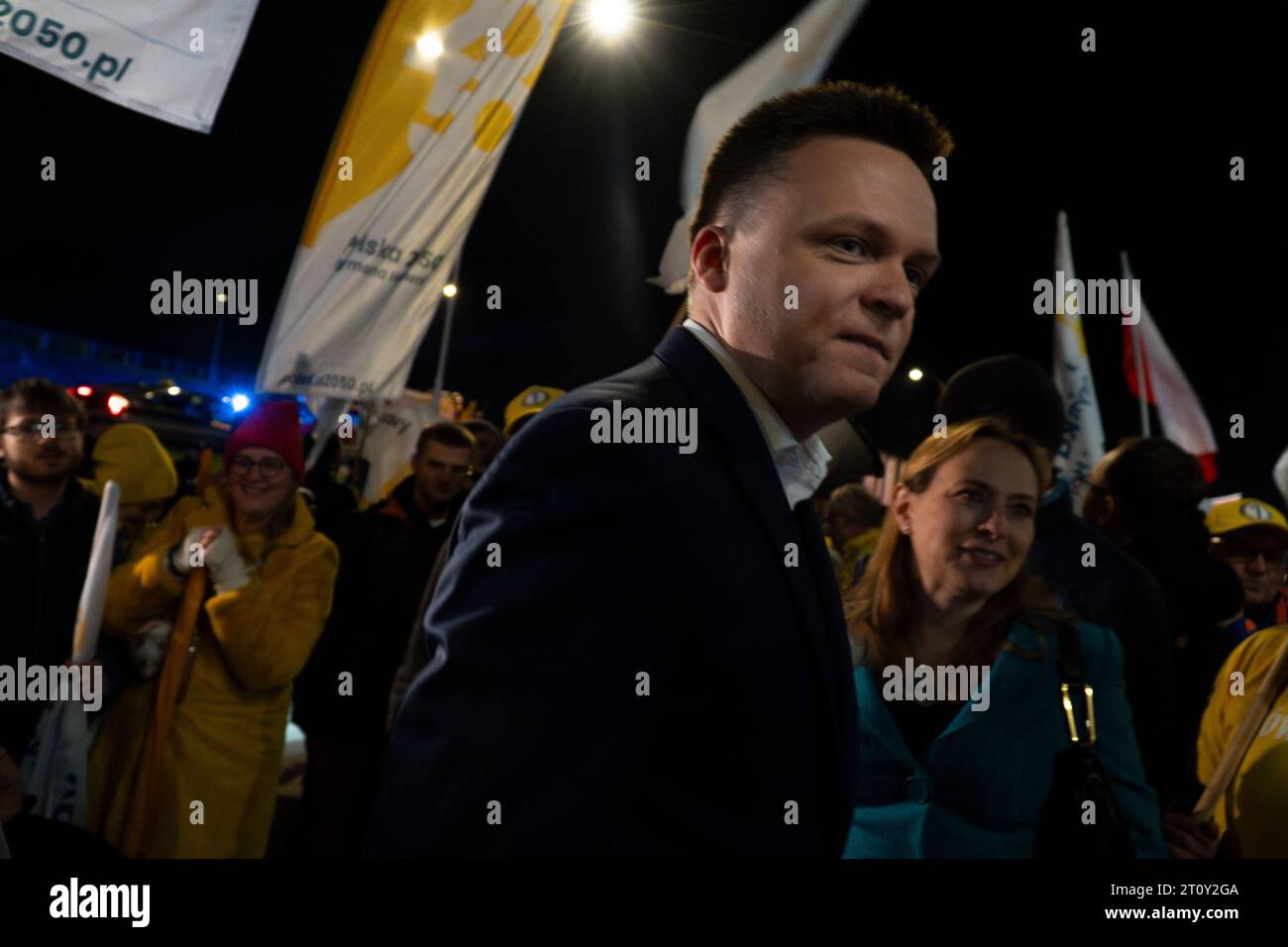 Warsaw, Poland. 09th Oct, 2023. Polska 2050 leader Szymon Holownia is ...