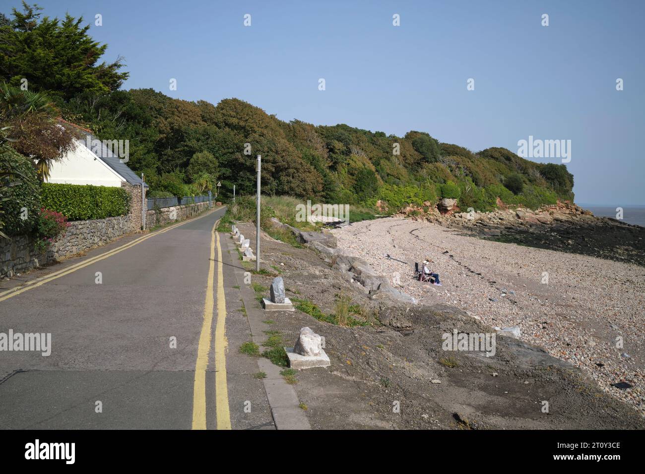 Road leading to the Beach at Swanbridge Bay Penarth South Wales UK ...