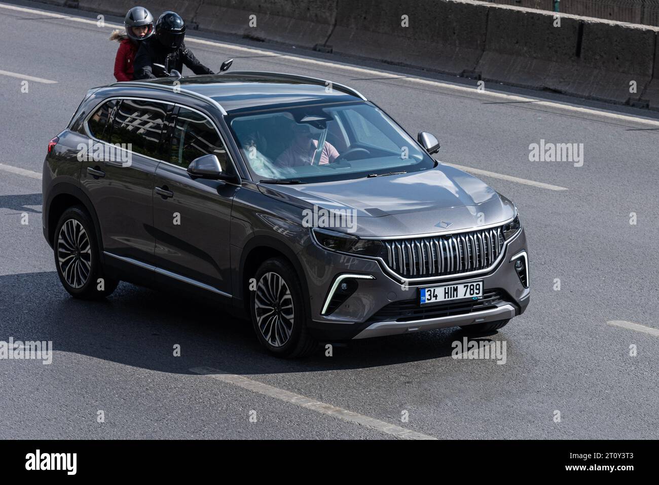 ISTANBUL, TURKEY - SEPTEMBER 17, 2023: TOGG T10X car on the highway ...