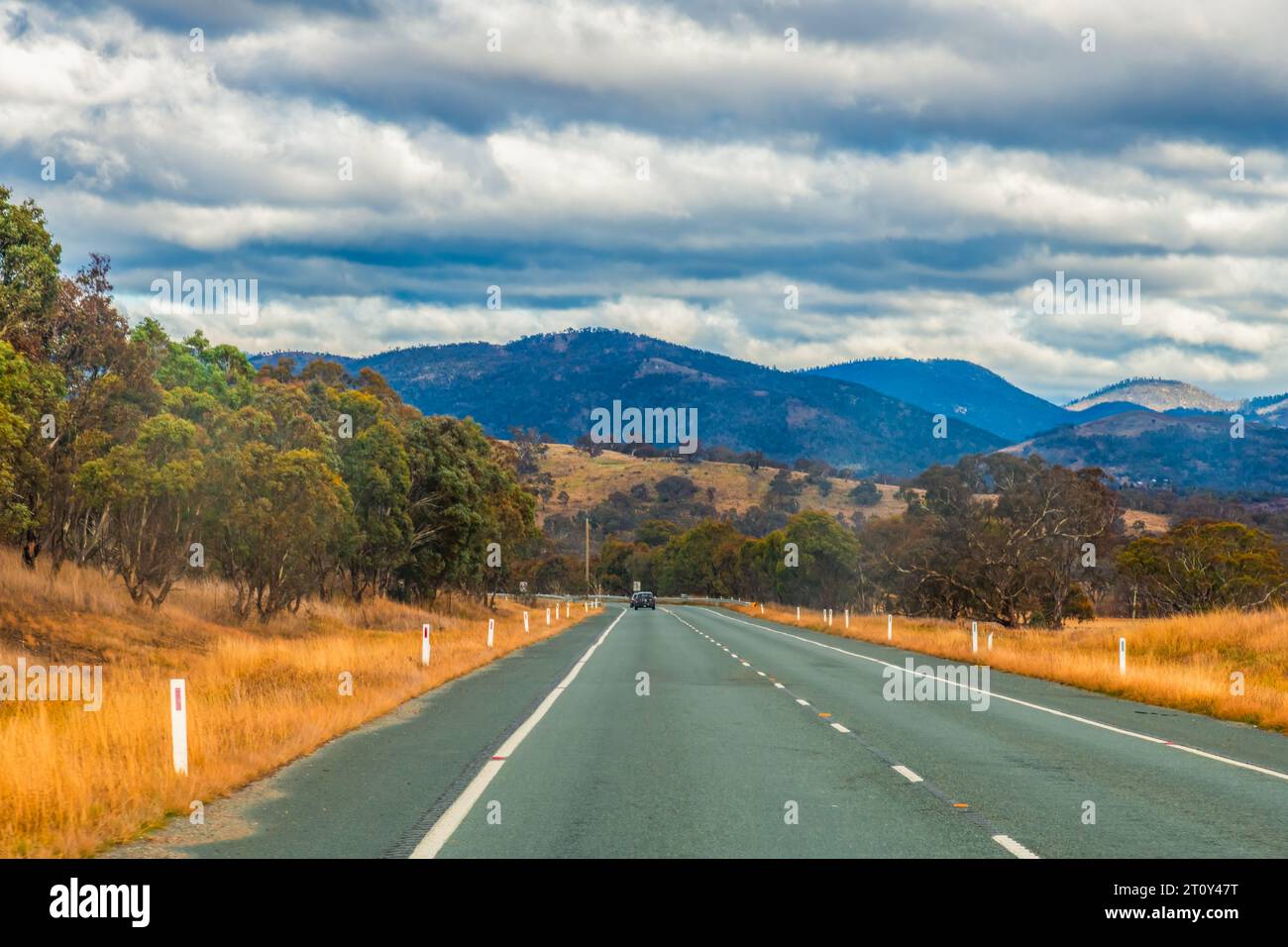 The road ahead on a Winters day in the Monaro Region of NSW, Australia ...