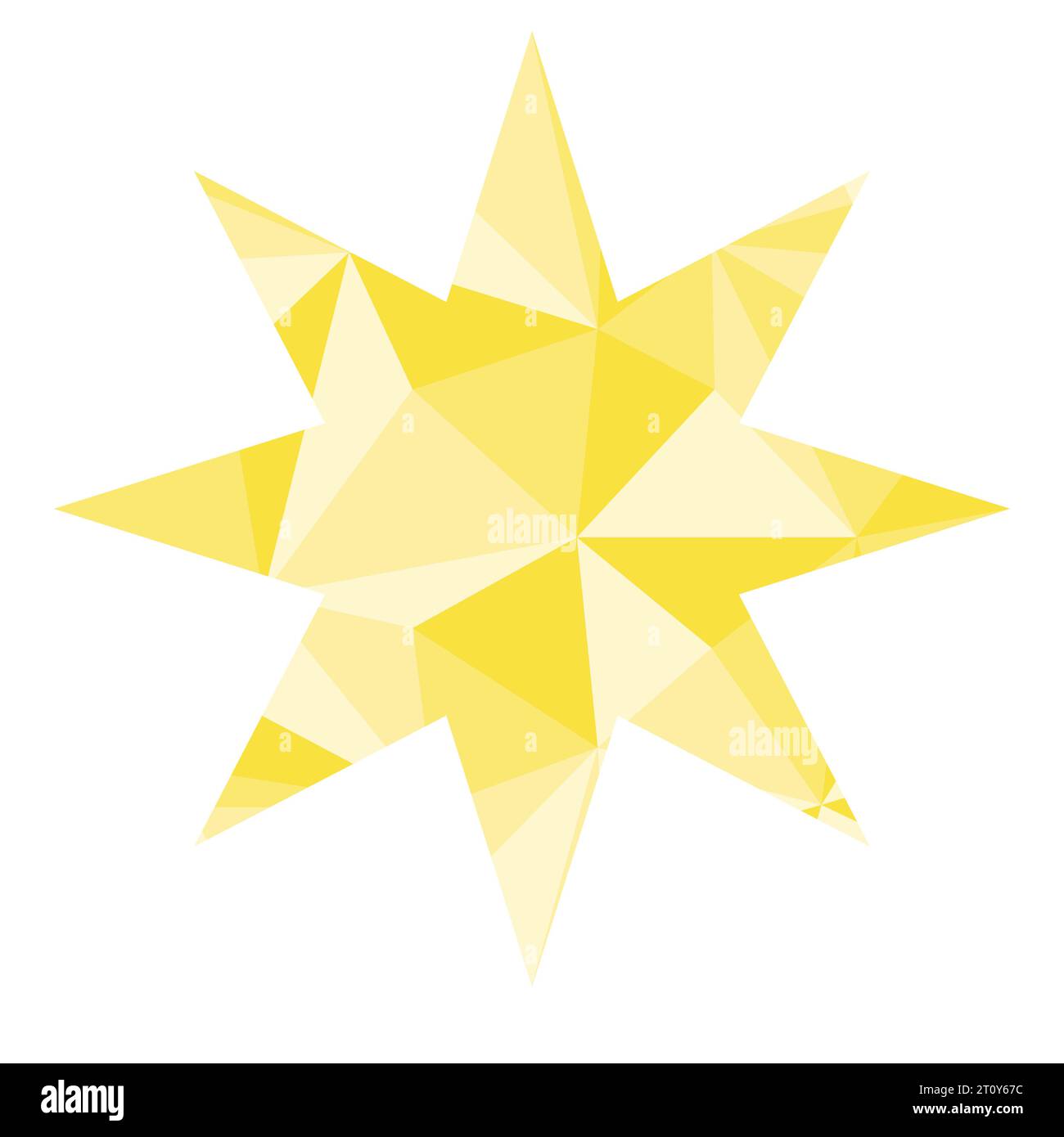 Simple eight pointed yellow star with abstract triangle pattern inside ...