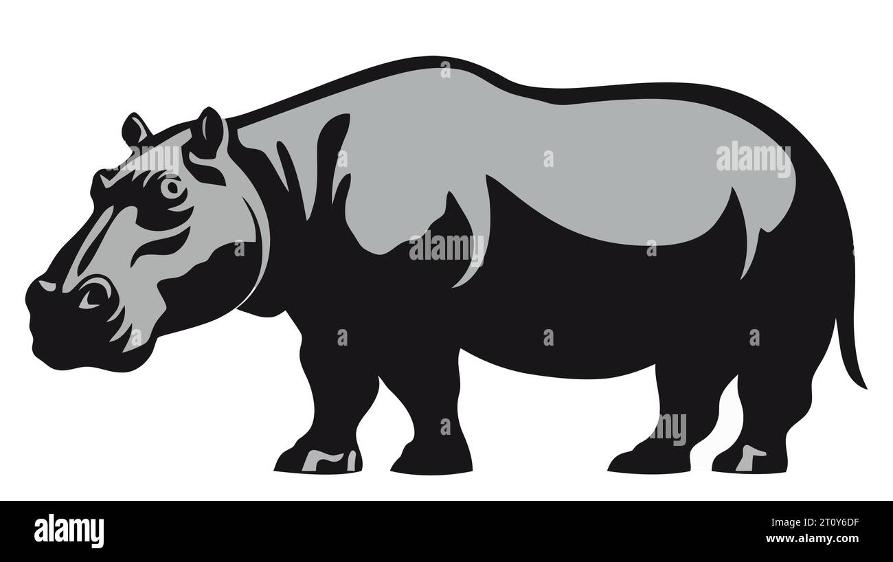 Hippo silhouette. Vector illustration on white background Stock Vector ...