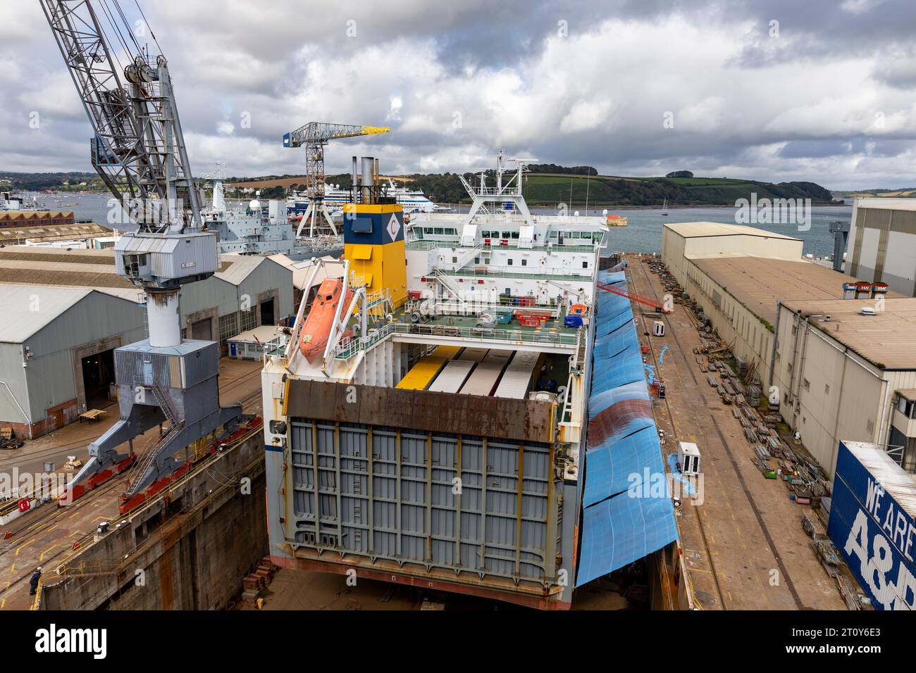 Falmouth deep water docks and boat repairs yard, cargo ship Mazarine ...