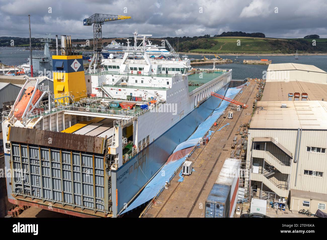 Falmouth deep water docks and boat repairs yard, cargo ship Mazarine ...