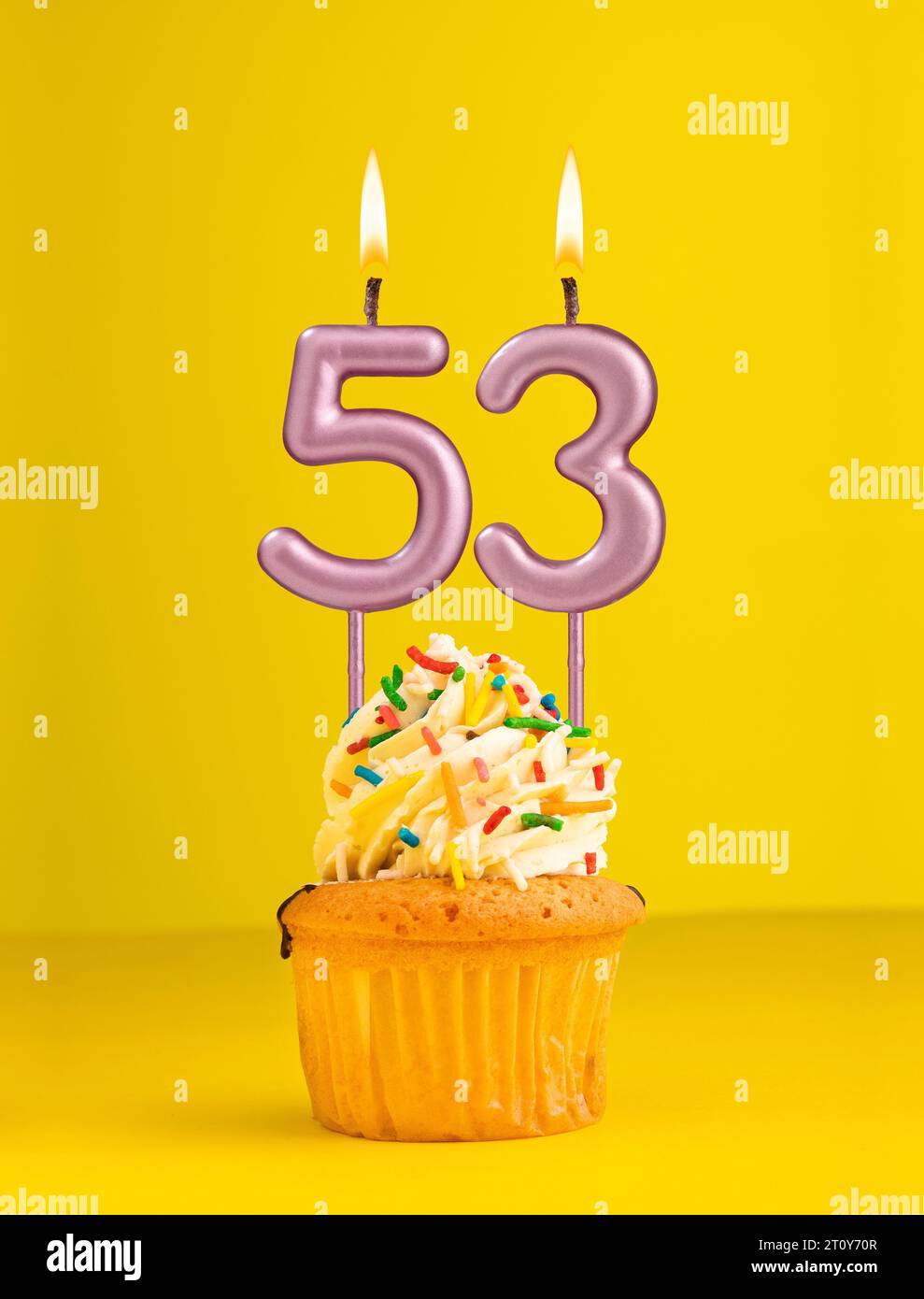 Birthday candle number 53 - Invitation card with yellow background ...