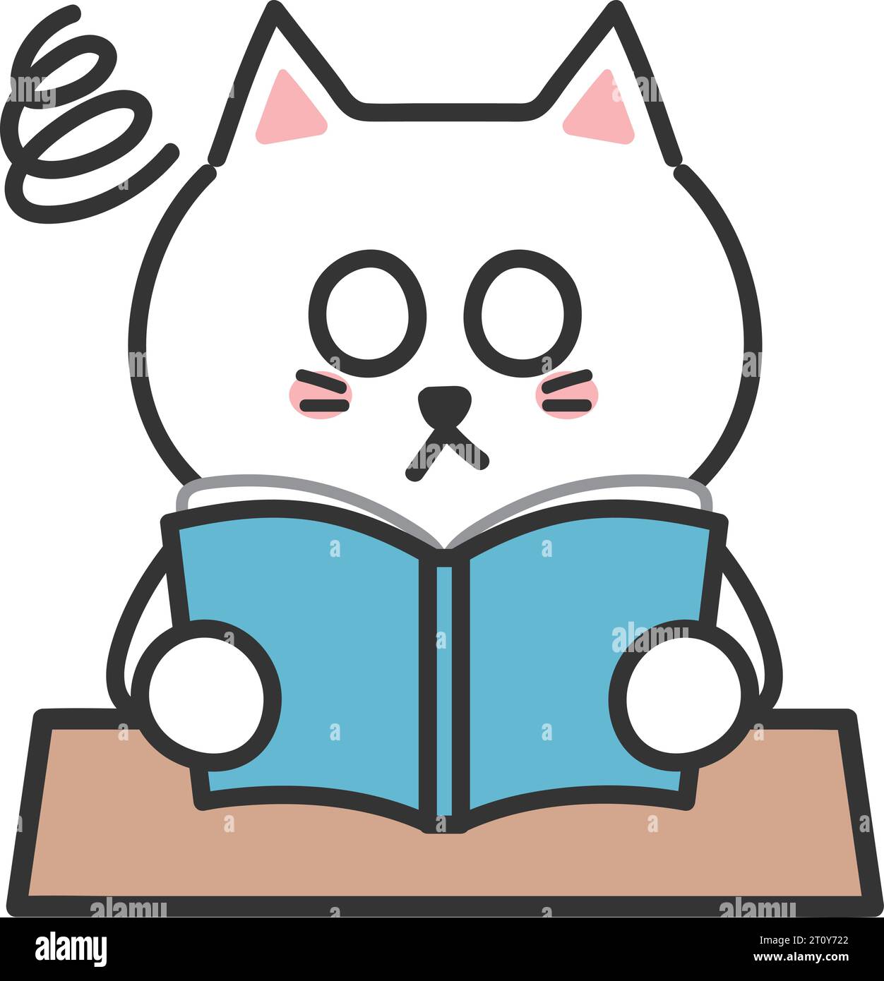 White cartoon cat going blank while reading a difficult book. Vector ... White cartoon cat going blank while reading a difficult book. Vector ...