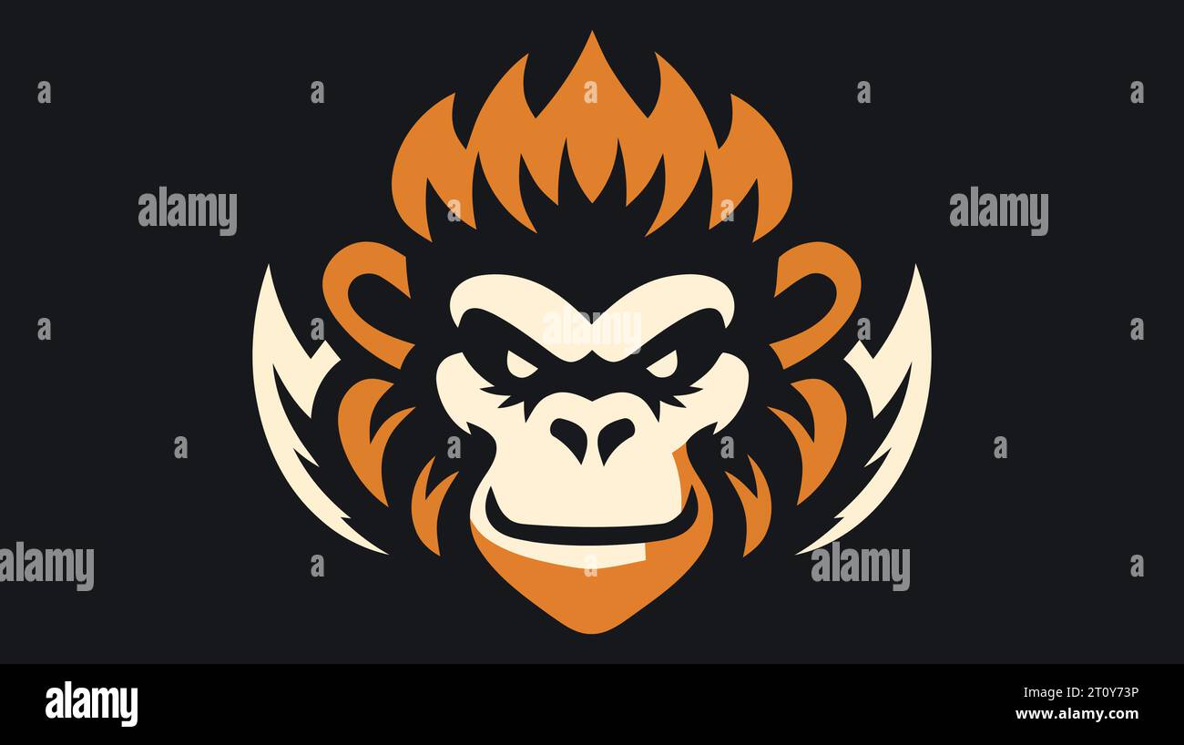 Monkey head logo design template. Vector illustration on white ...