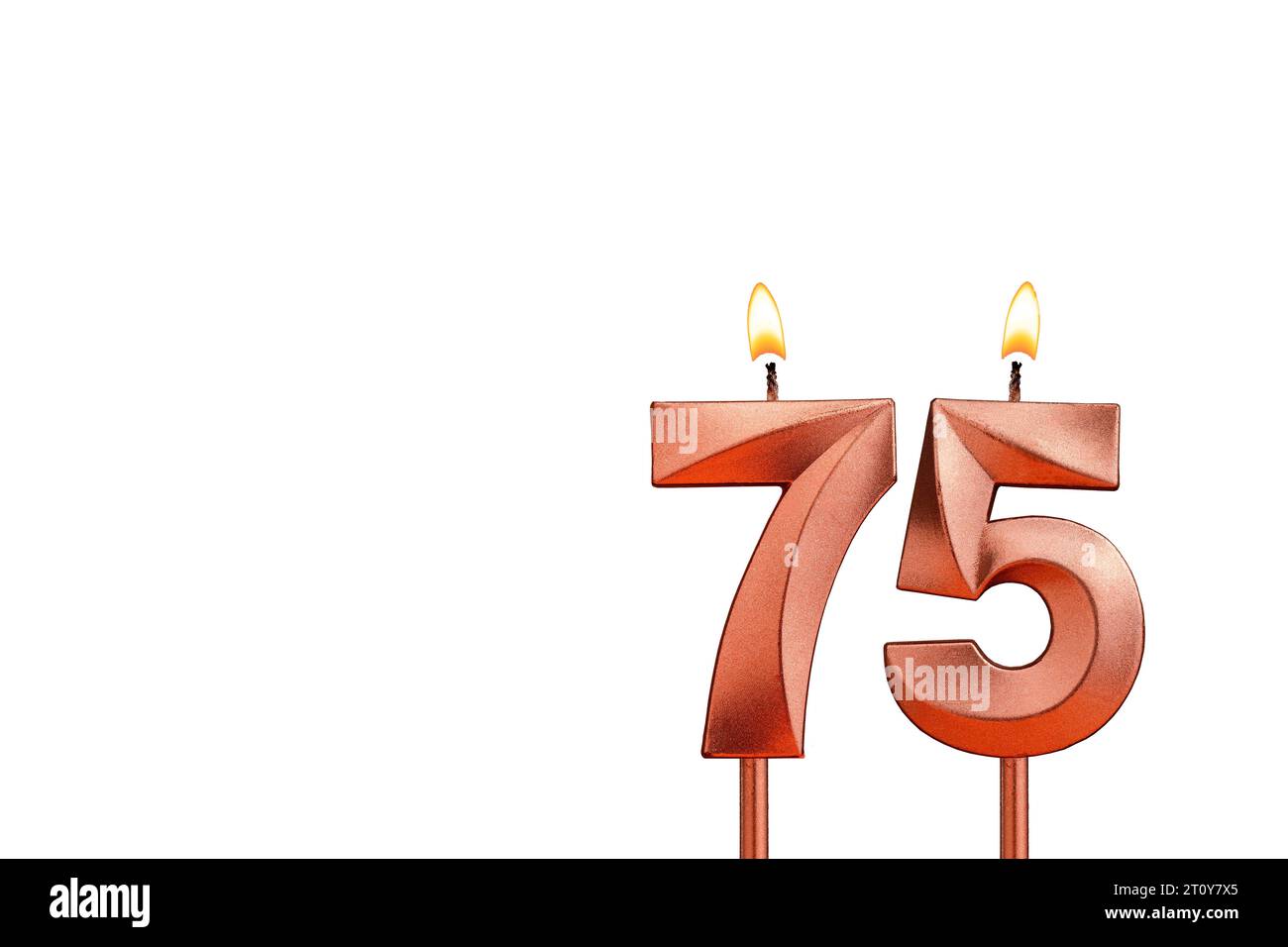 Birthday candle number 75 on white background Stock Photo - Alamy