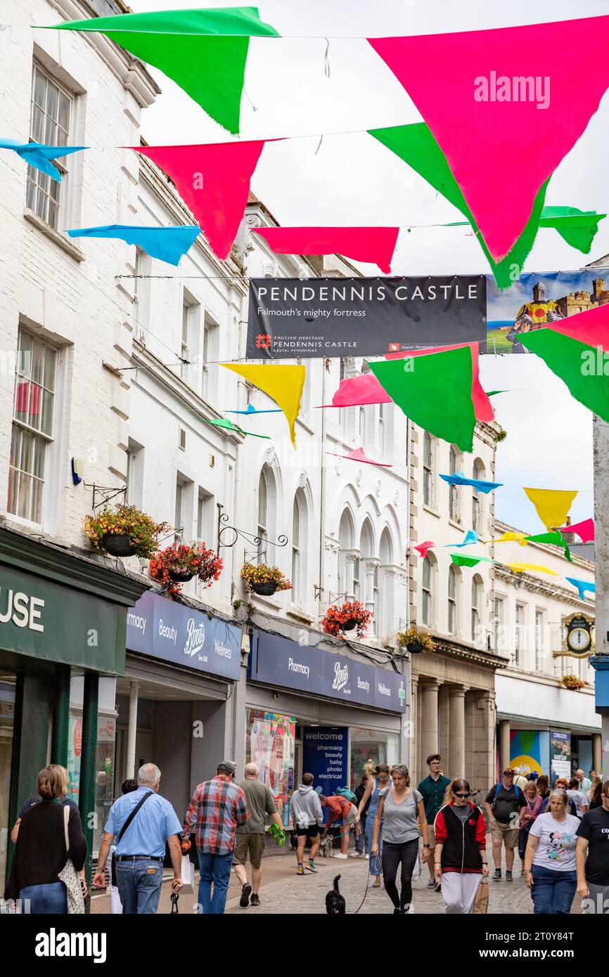 Falmouth, coastal town in Cornwall England, wide array of shops and ...