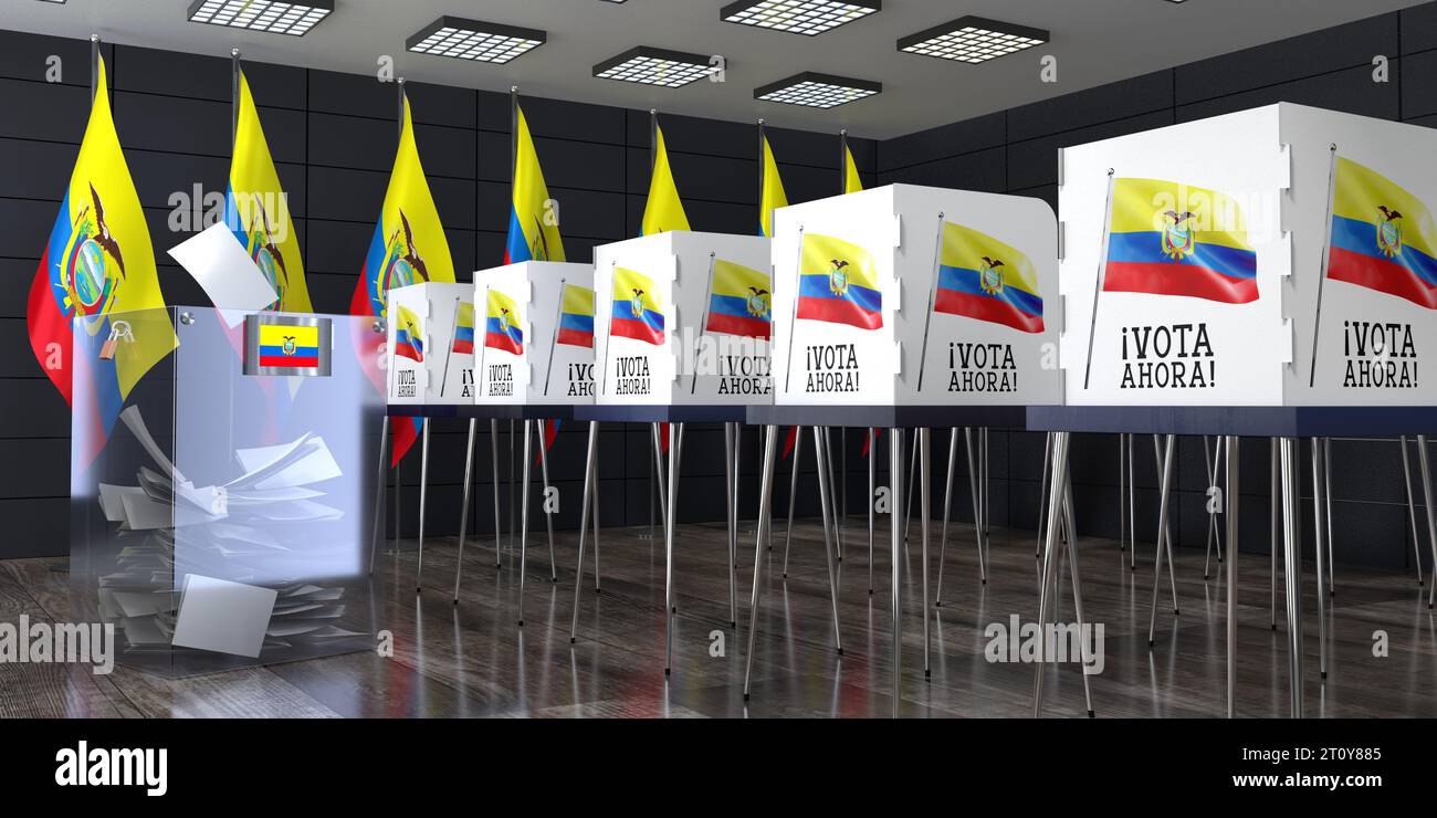 Ecuador - polling station with ballot box and voting booths - election ...