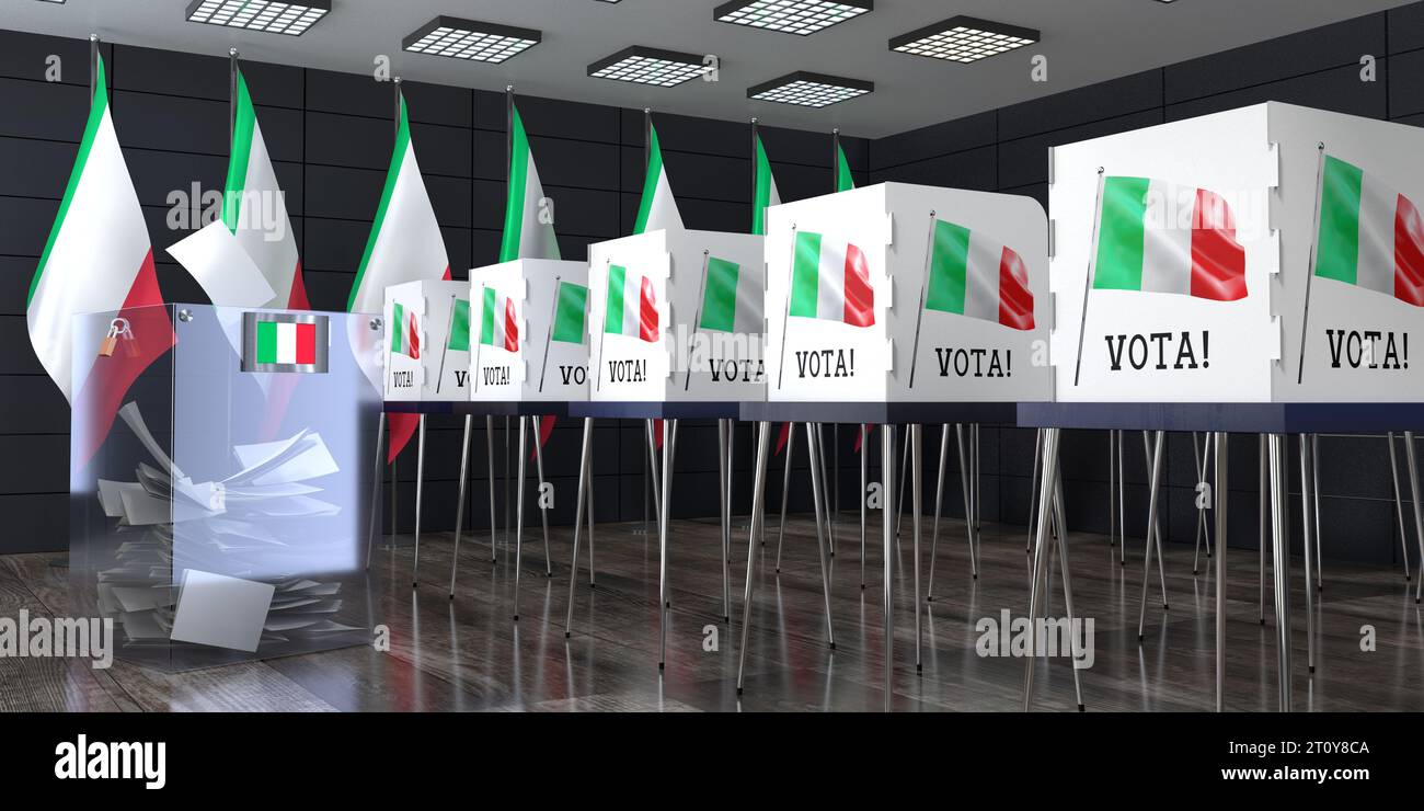 Italy - polling station with ballot box and voting booths - election ...