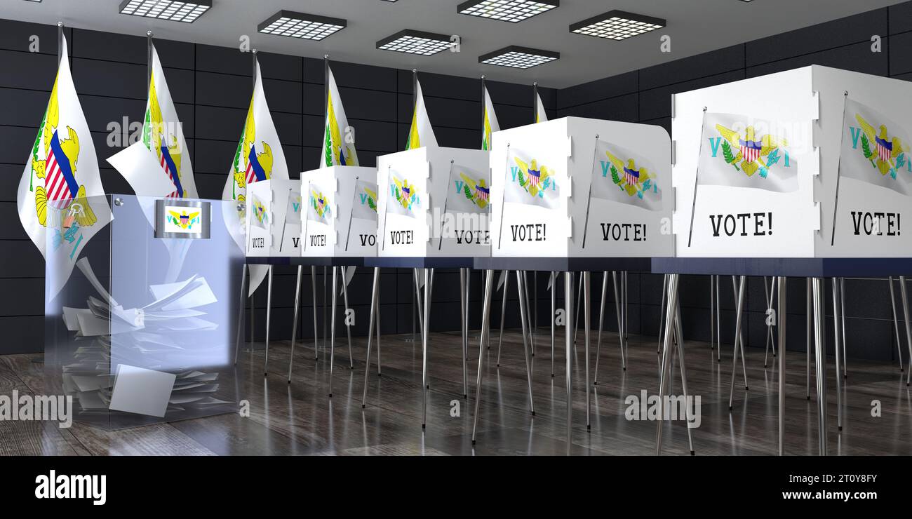 American Virgin Islands - polling station with ballot box and voting ...