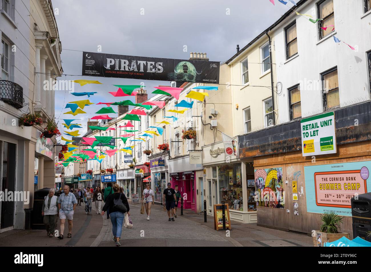 Falmouth, coastal town in Cornwall England, wide array of shops and ...