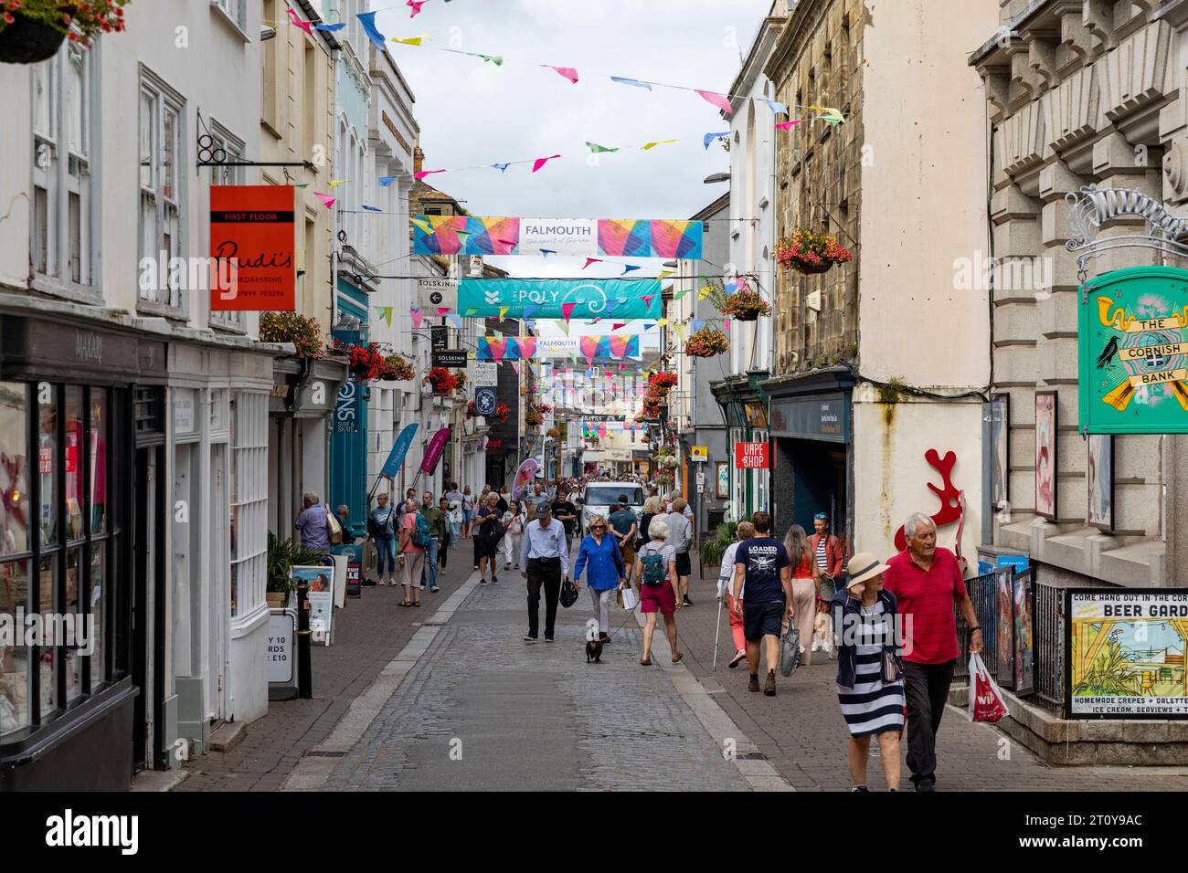 Falmouth, coastal town in Cornwall England, wide array of shops and ...