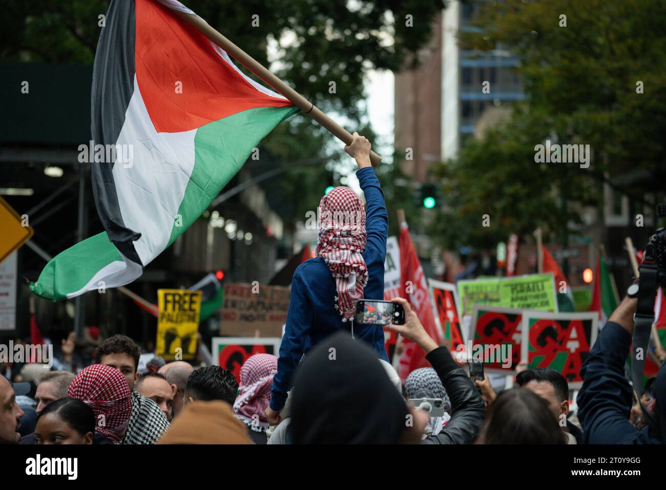 Demonstrators protest outside the Consulate General of Israel in New ...
