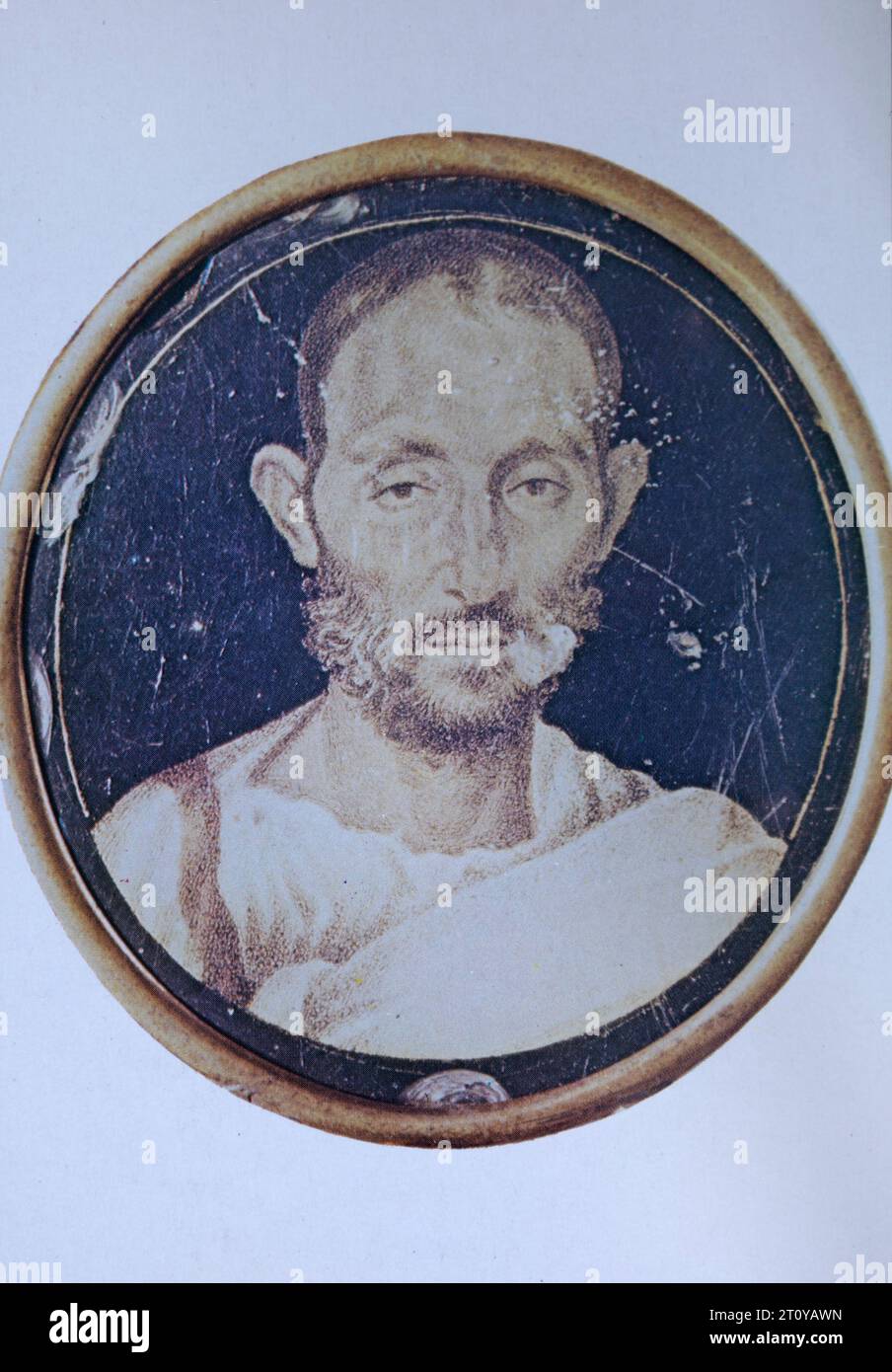 Engraved and gilded portrait of a man on glass, Roman artwork from 11th ...