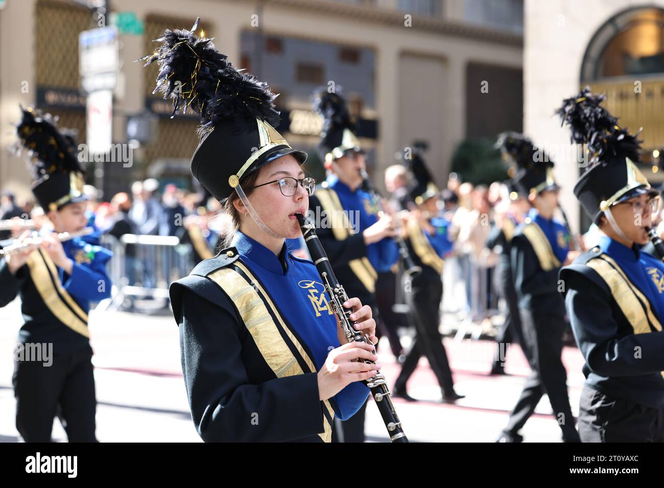 East Meadow High School Marching Band performs during the annual ...