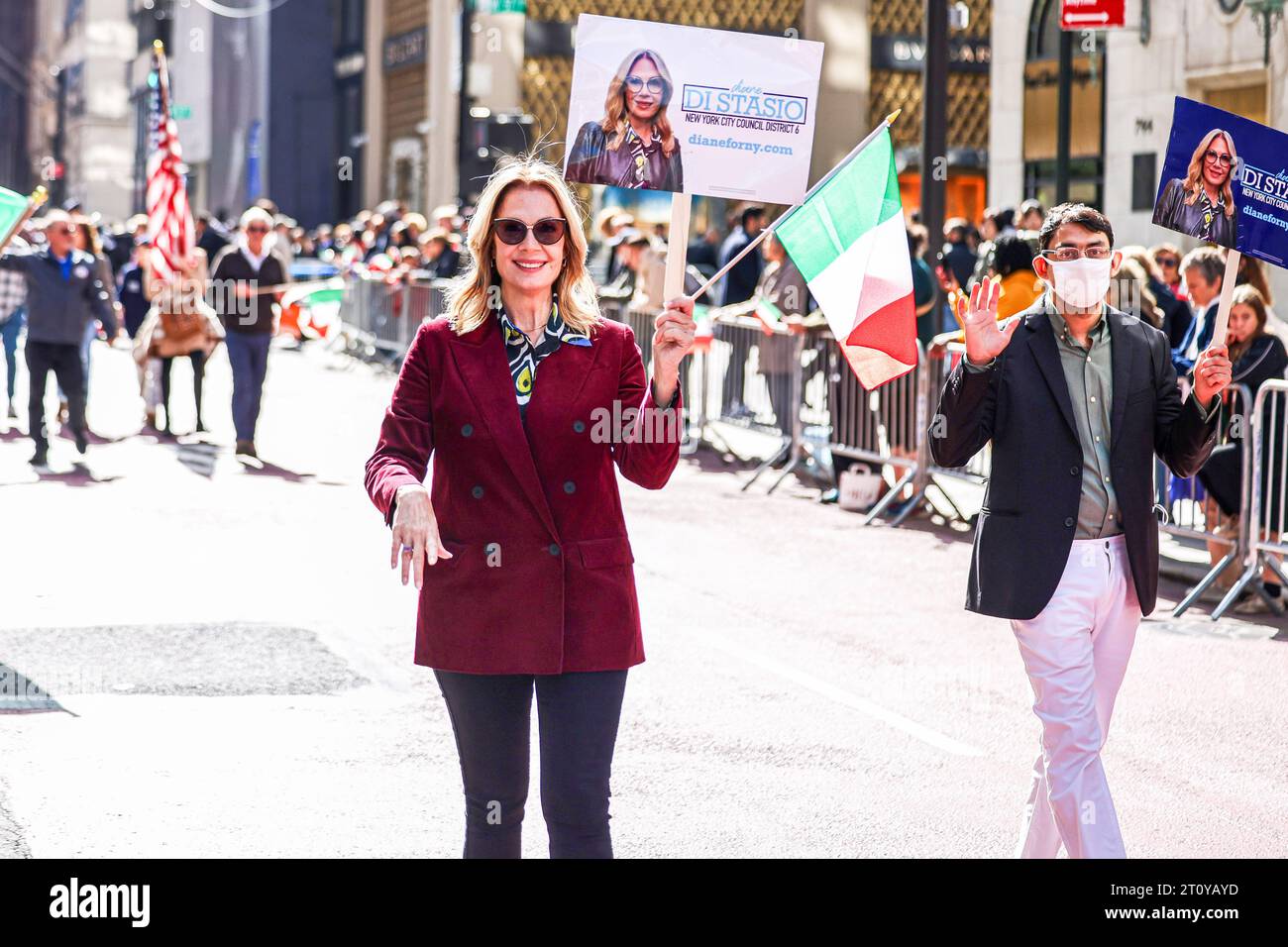 Political Candidate Diane di Stasio marches up 5th Avenue in the ...