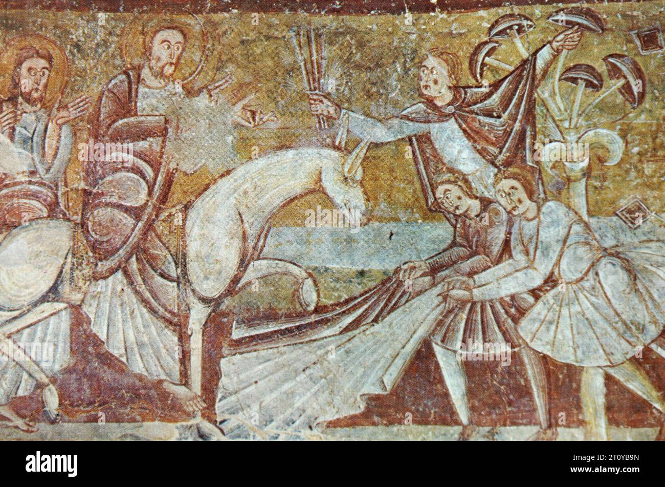 Entry of Christ into Jerusalem, 19th century wall painting at the ...