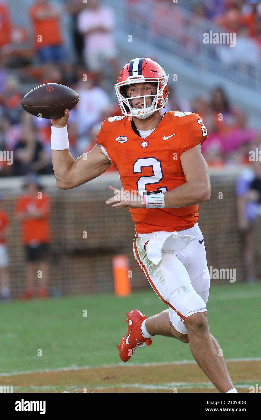 CLEMSON, SC - OCTOBER 07: Clemson Tigers quarterback Cade Klubnik (2) during a college football ...