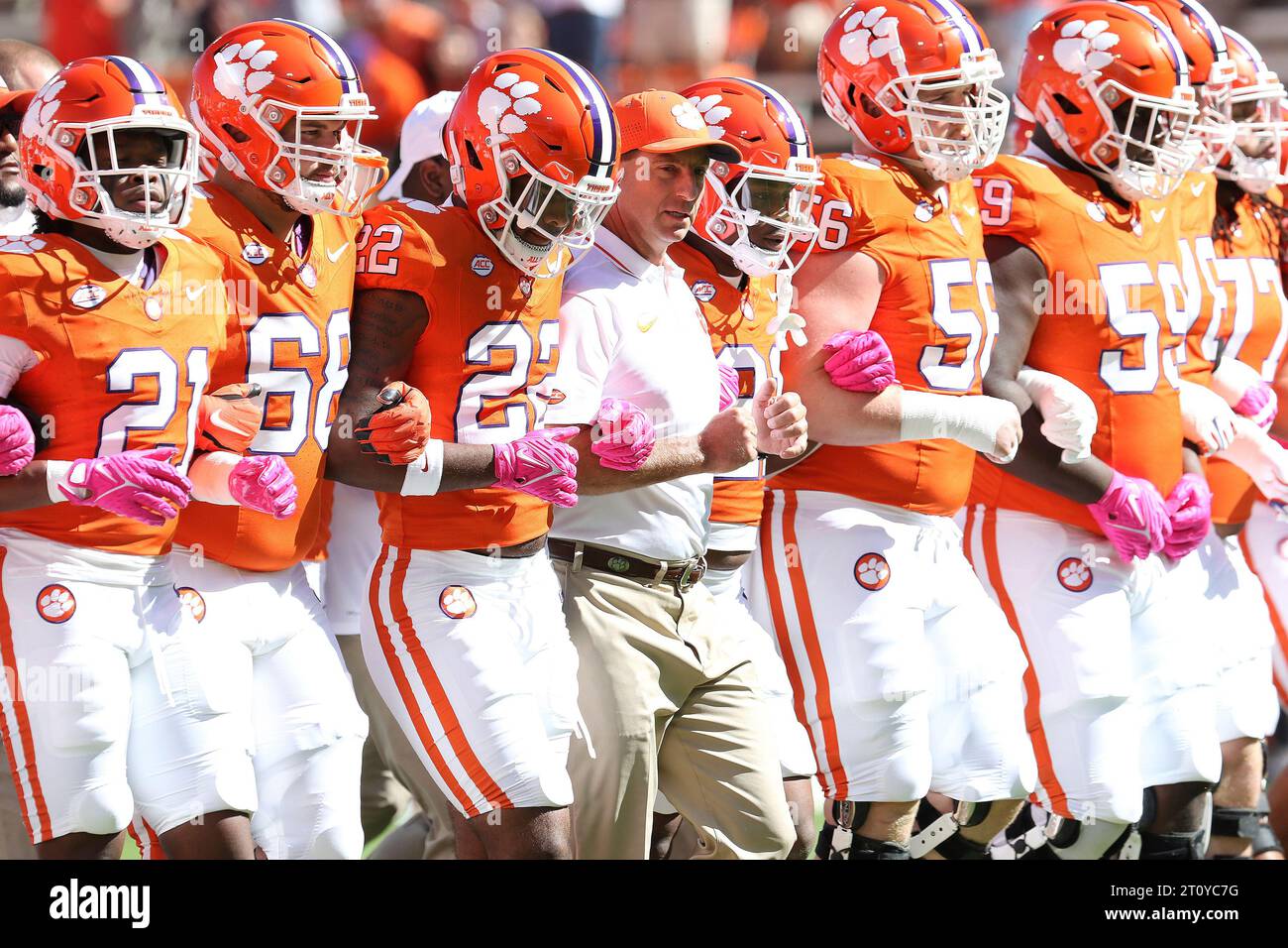 CLEMSON, SC - OCTOBER 07: Clemson Tigers head coach Dabo Swinney in the Unity Walk during a ...