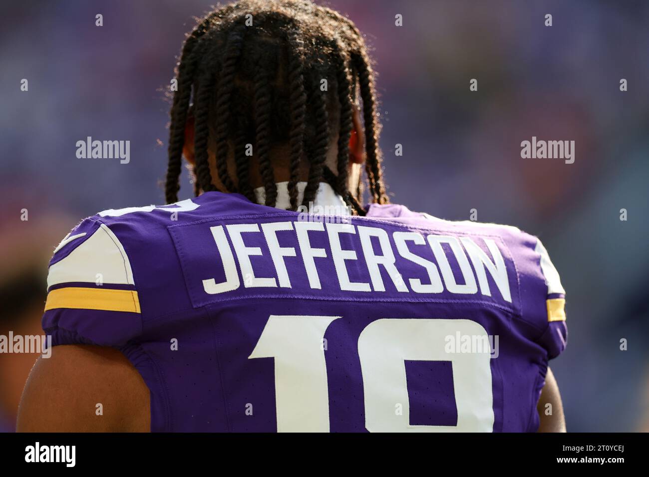 A view of Minnesota Vikings wide receiver Justin Jefferson's jersey ...