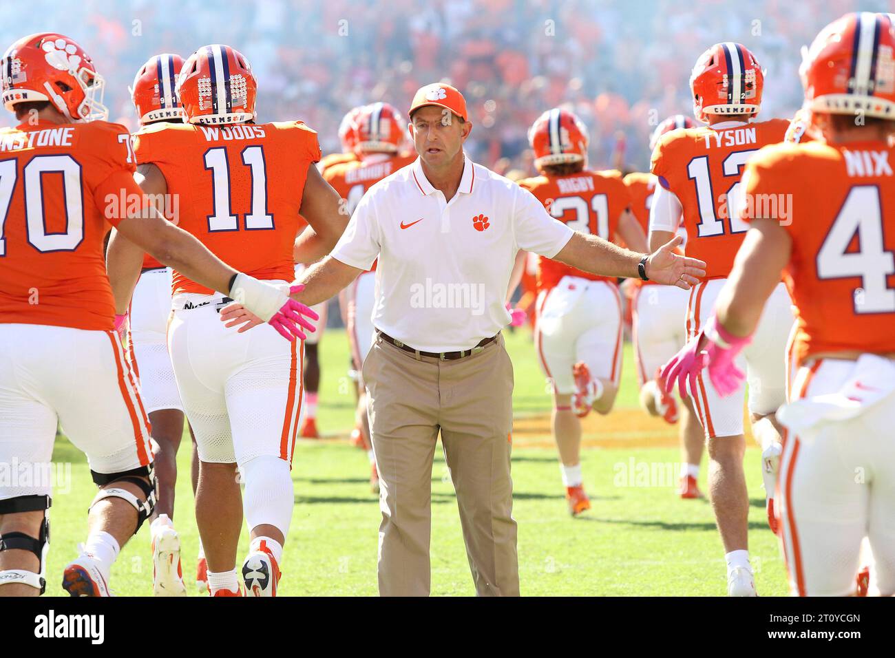CLEMSON, SC - OCTOBER 07: Clemson Tigers head coach Dabo Swinney during a college football game ...