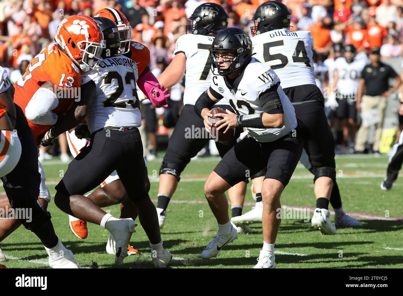 CLEMSON, SC - OCTOBER 07: Wake Forest Demon Deacons quarterback Mitch Griffis (12) during a ...