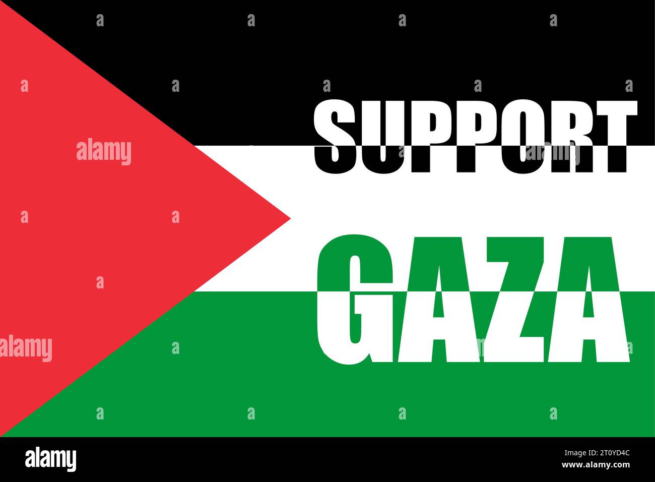 Palestine flag with the words " Support Gaza ", red and black and white ...