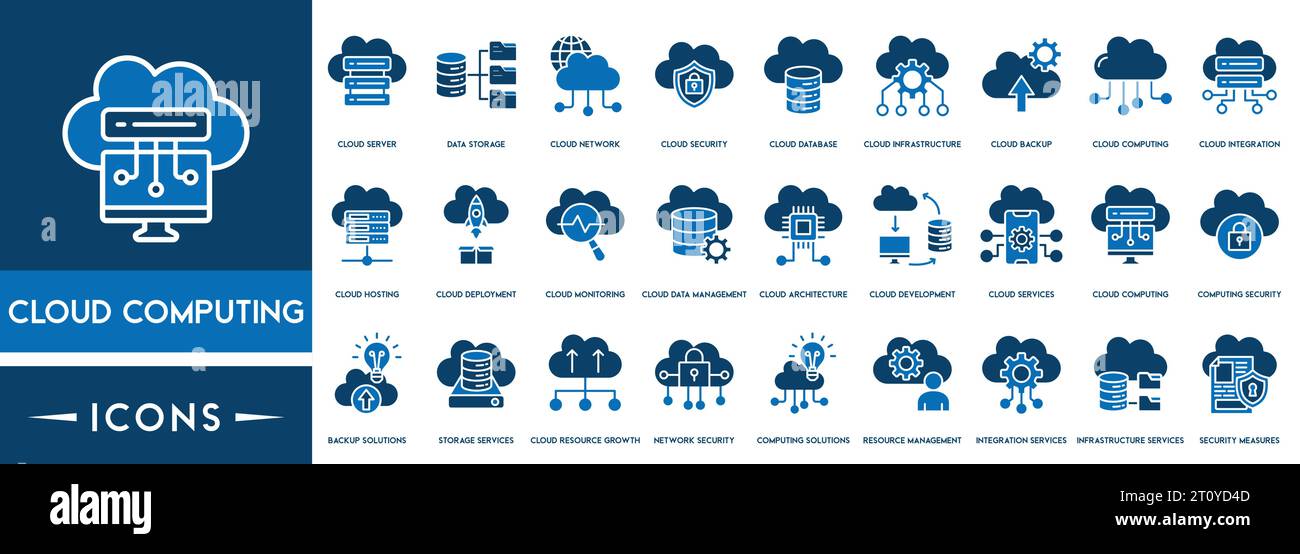 Cloud computing icons Set of line, cloud services, server, cyber ... Cloud computing icons Set of line, cloud services, server, cyber ...