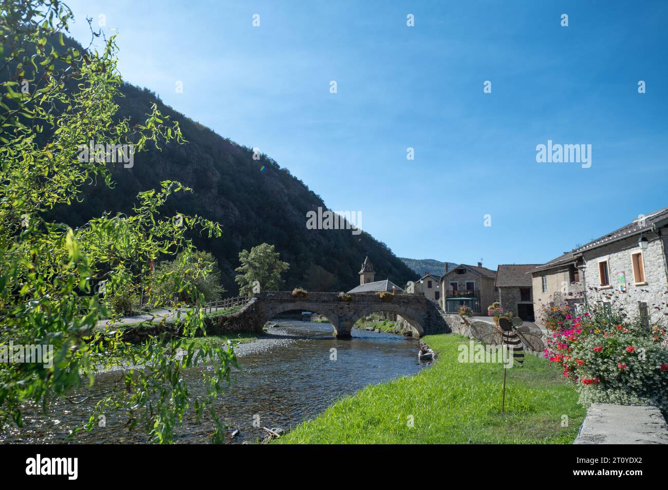 Orgeix village continuous of the Orlu National Wildlife Reserve, in ...