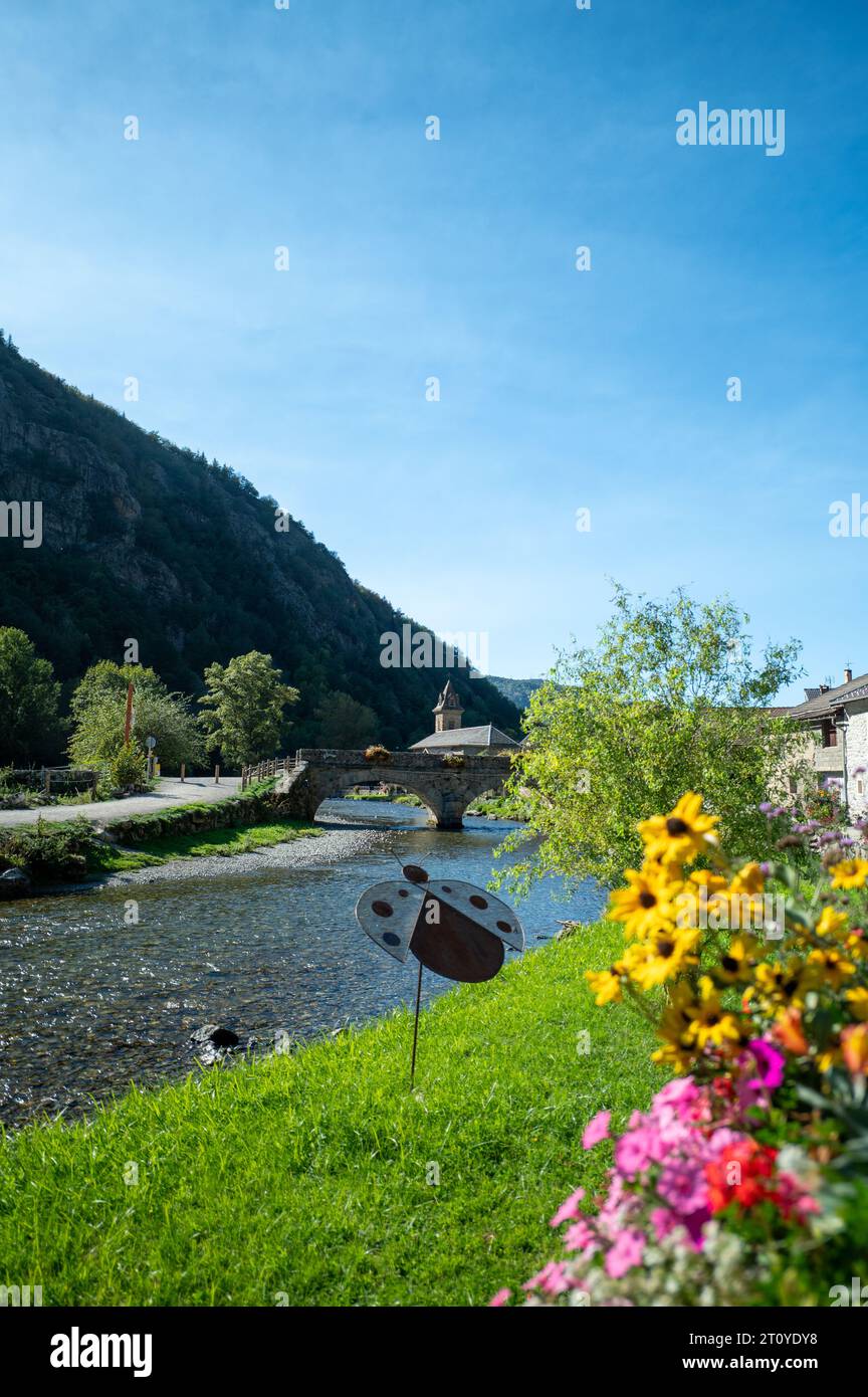 Orgeix village continuous of the Orlu National Wildlife Reserve, in ...