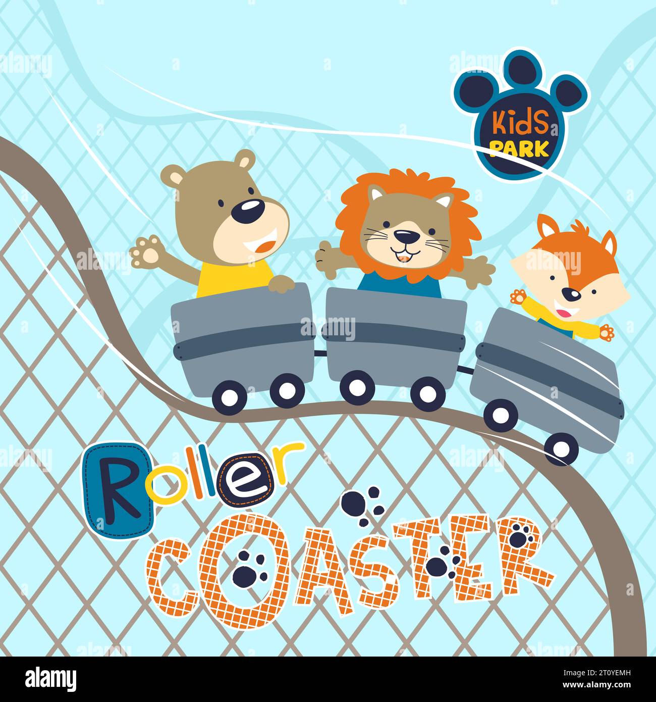 Vector cartoon of funny animals on roller coaster Stock Vector Image ...