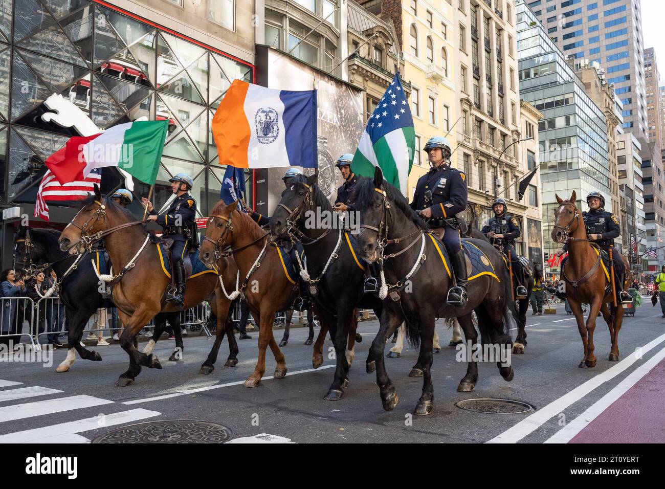 New York, USA. 08th Oct, 2023. The NYPD Mounted Unit attends the ...