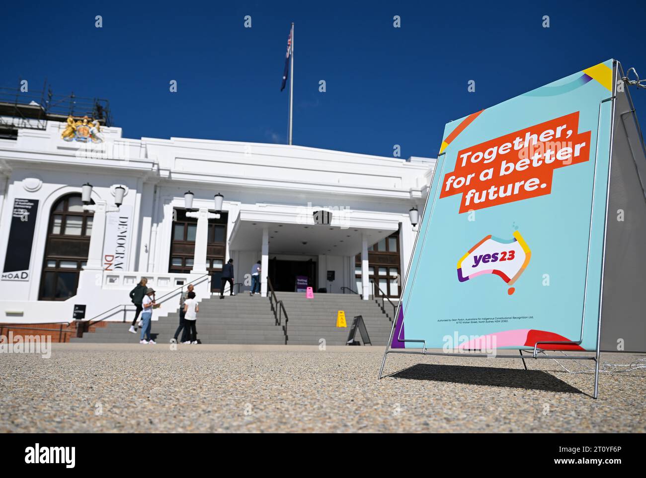Canberra, Australia. 10th Oct, 2023. A yes23 sign is seen outside an ...