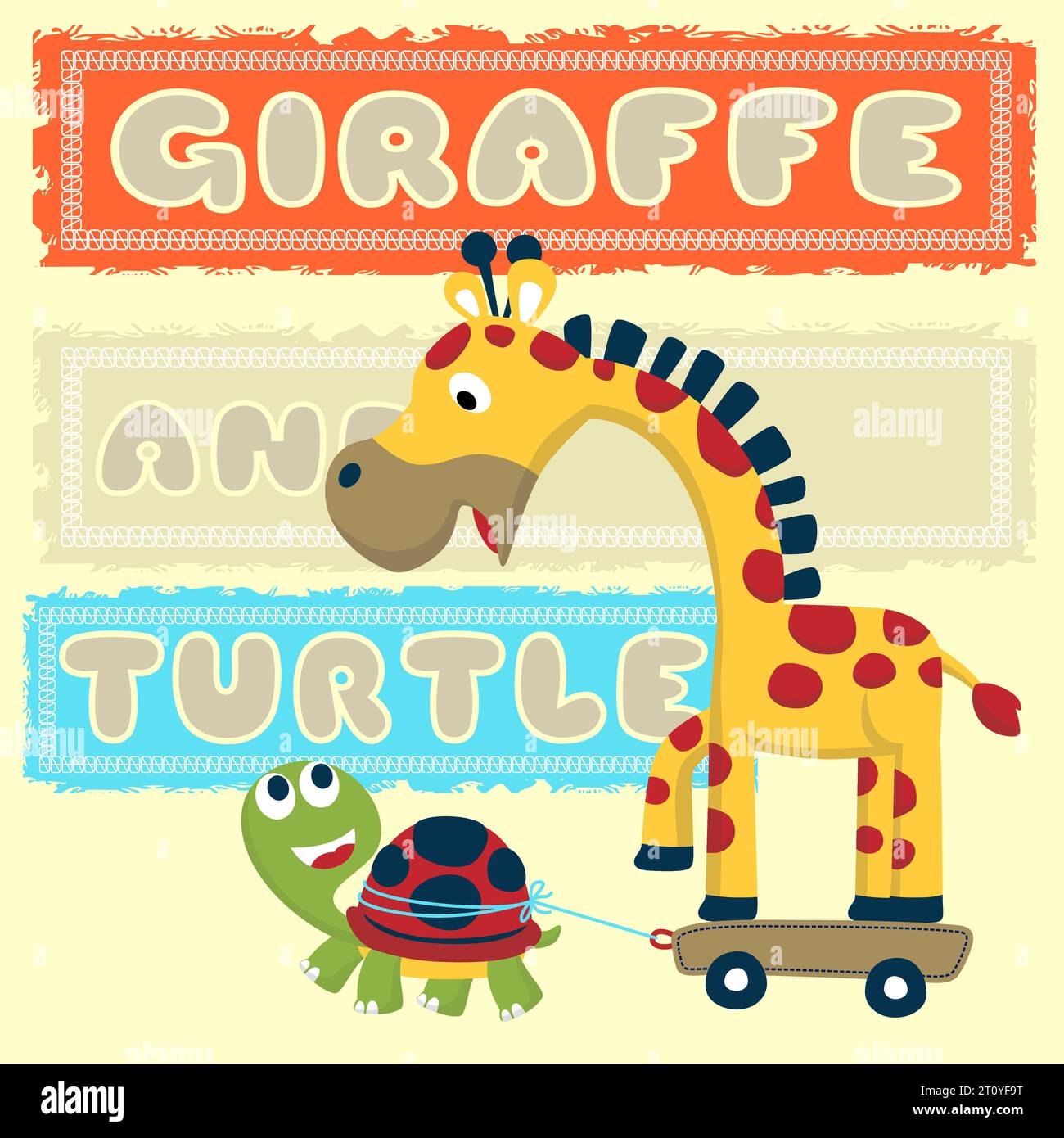 vector cartoon of funny giraffe and turtle Stock Vector Image & Art - Alamy