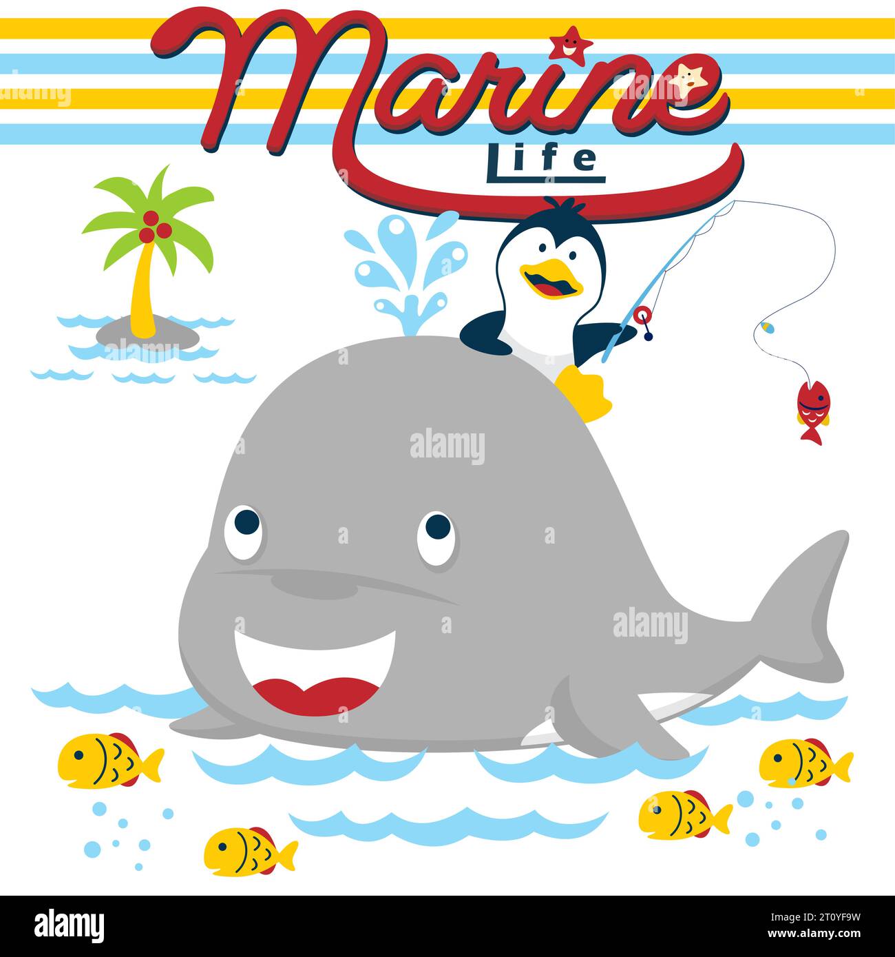Cute cartoon marine animals Cut Out Stock Images & Pictures - Alamy