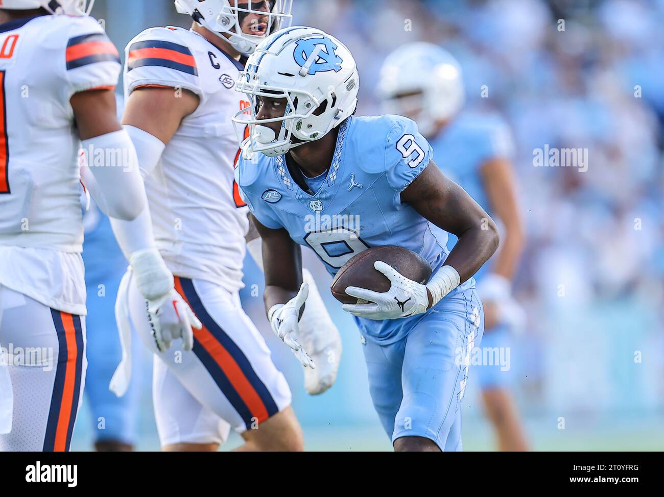 October 7, 2023: North Carolina junior Devontez Walker (9) gets up ...