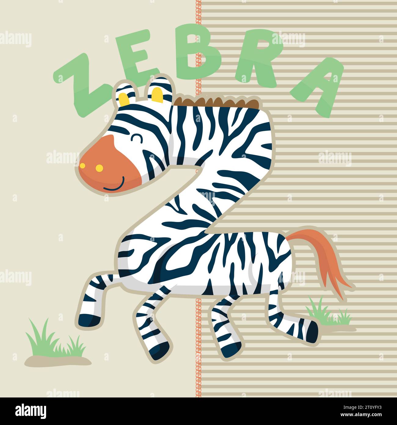 Vector illustration of cartoon zebra in shape letter Z Stock Vector ...