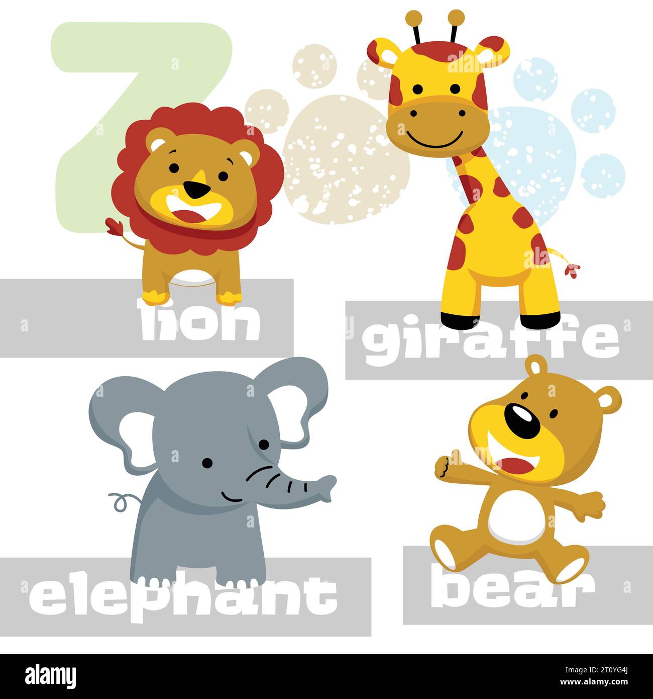 Funny animals cartoon vector with names Stock Vector Image & Art - Alamy