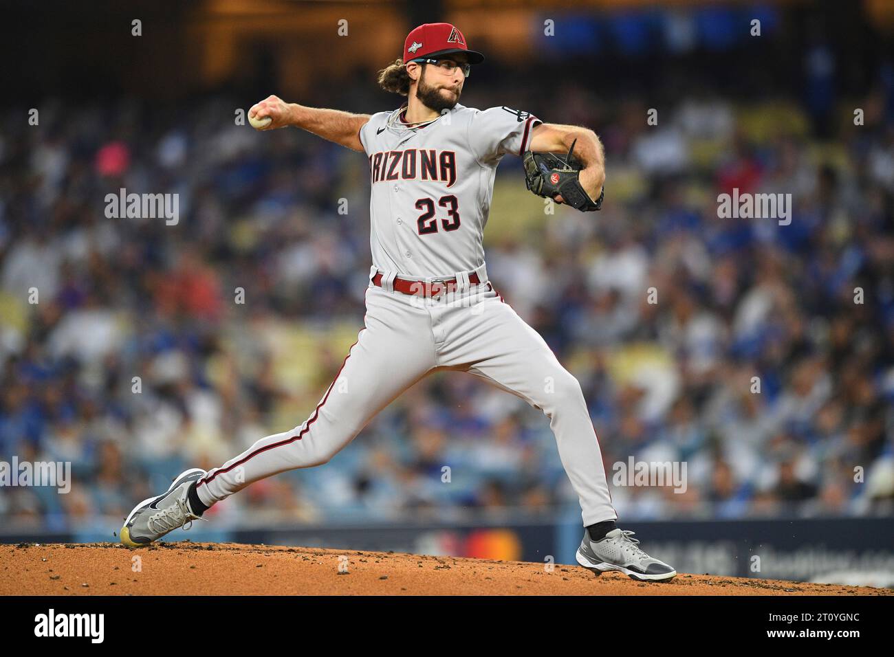 LOS ANGELES, CA - OCTOBER 09: Arizona Diamondbacks pitcher Zac Gallen ...