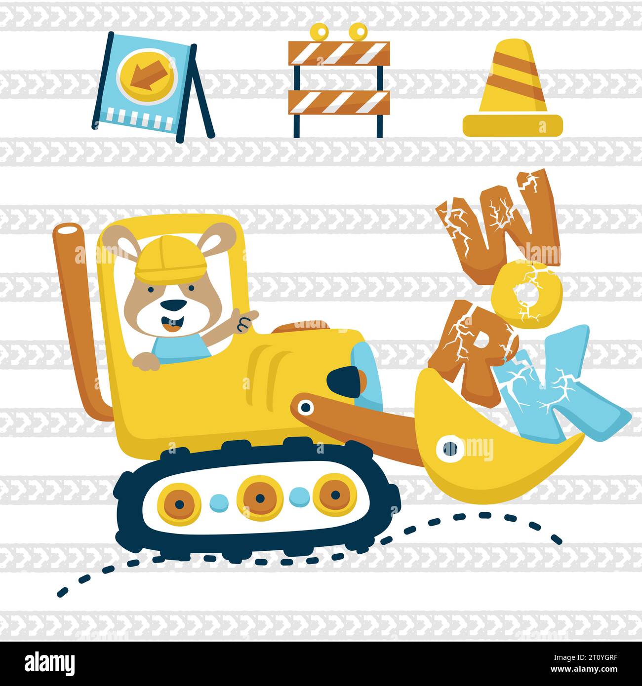 Cartoon vector of cute kangaroo driving construction vehicle on tire ...