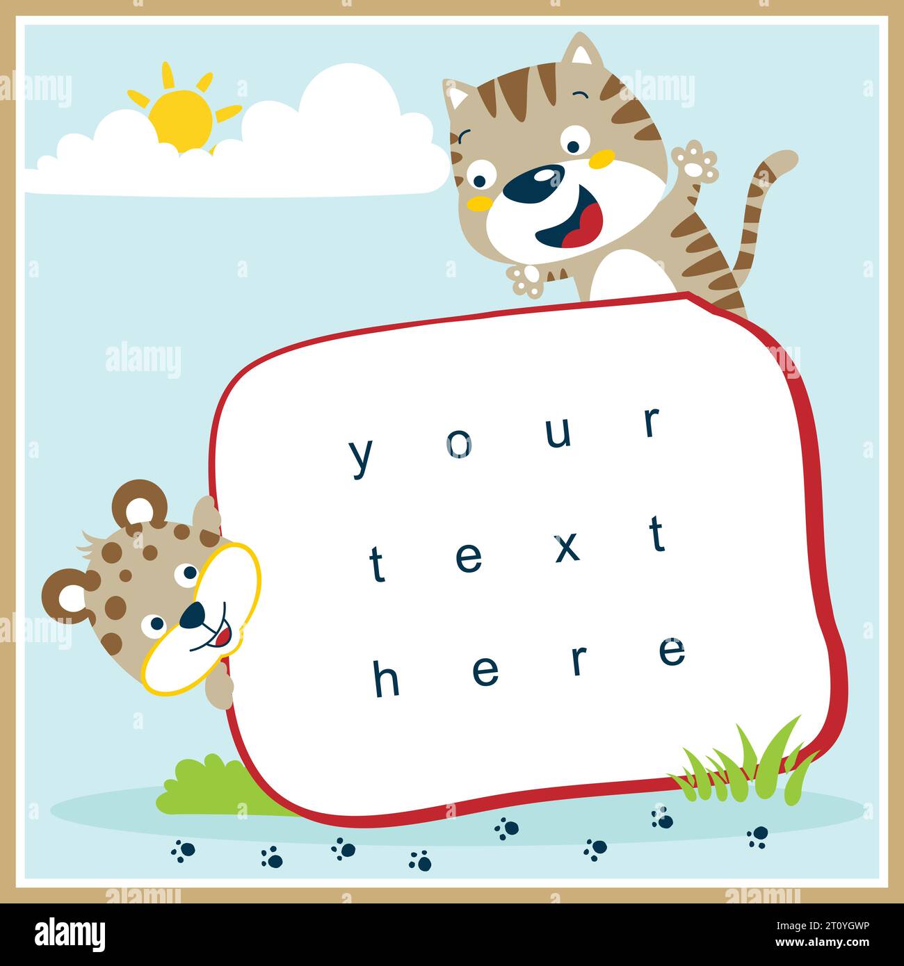 Funny cats cartoon vector, template for greeting card Stock Vector ...